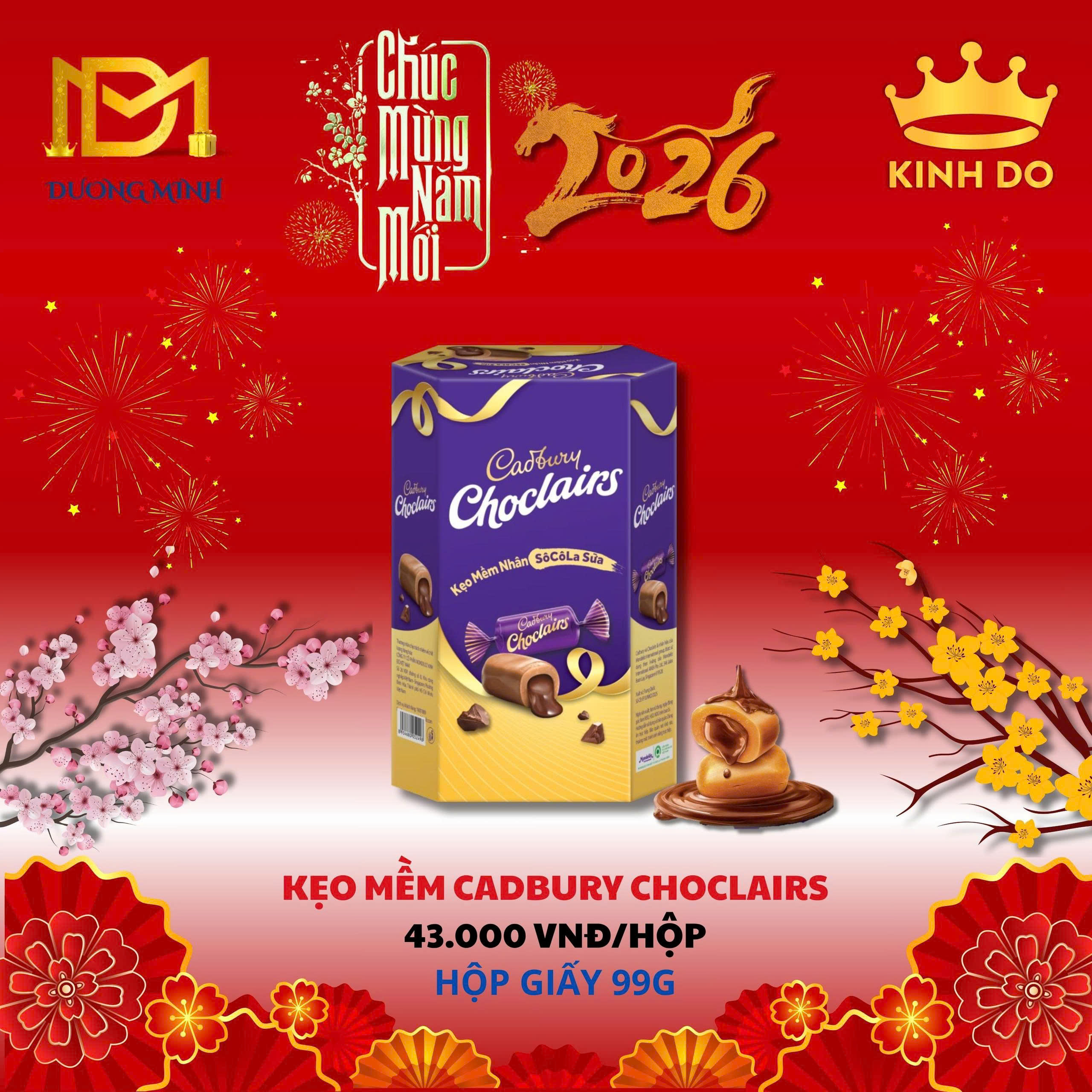 Kẹo Mềm Cadbury Choclairs - Ngọt Ngào Cho Tết 2026