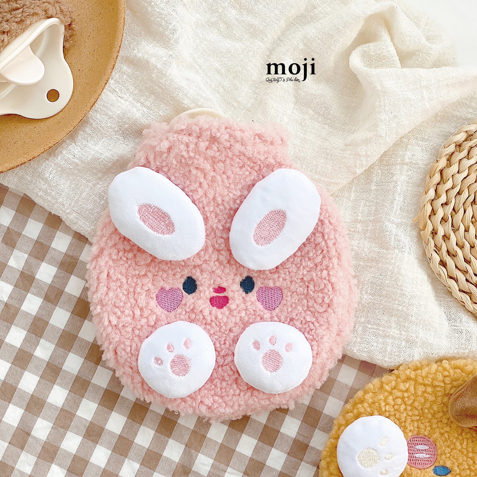 Túi chườm giữ nhiệt bọc vải Cute animal face lông xoắn tai nổi chân nổi ...