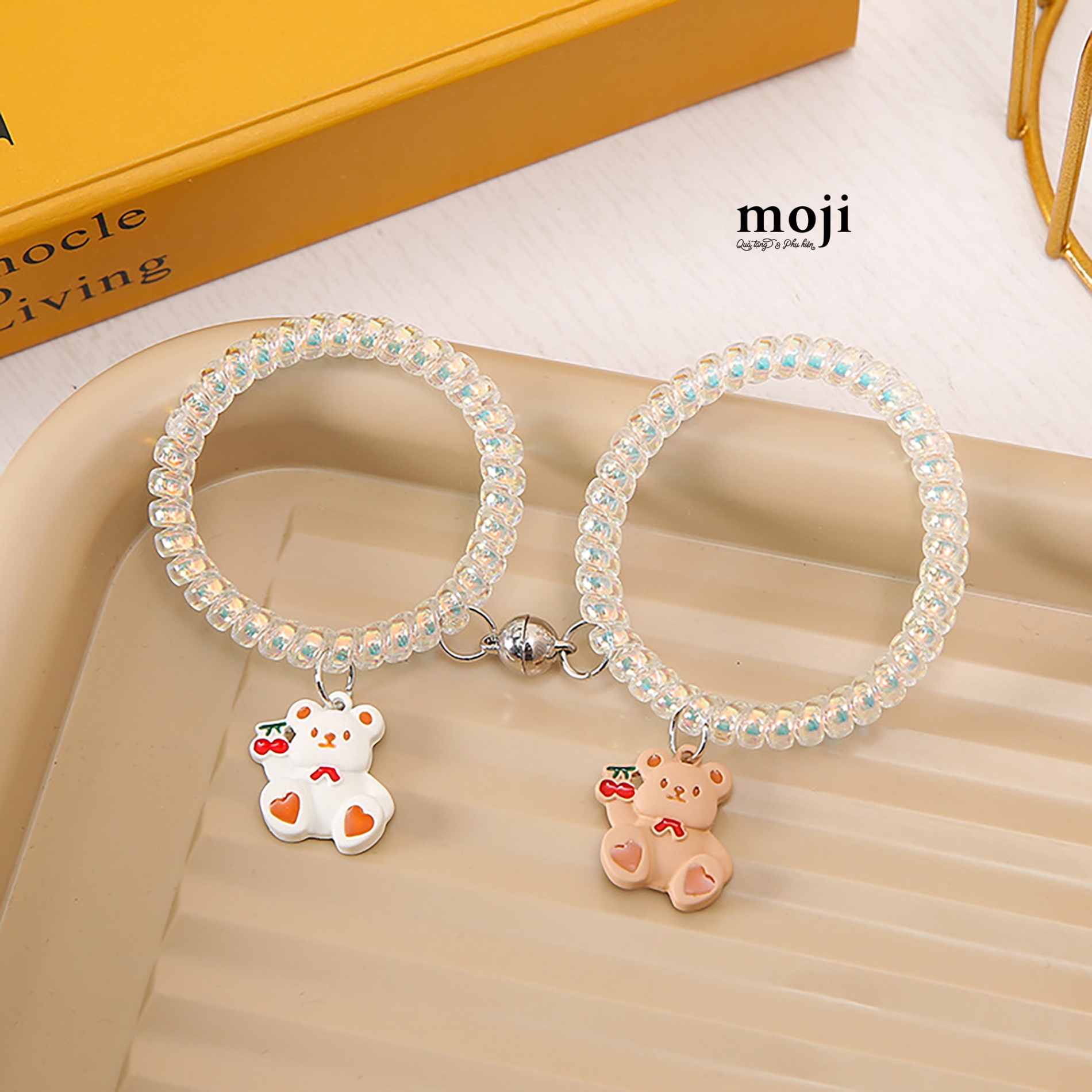 Vòng tay set2 đa năng Couple baby bear fruit cherry the link of magnet