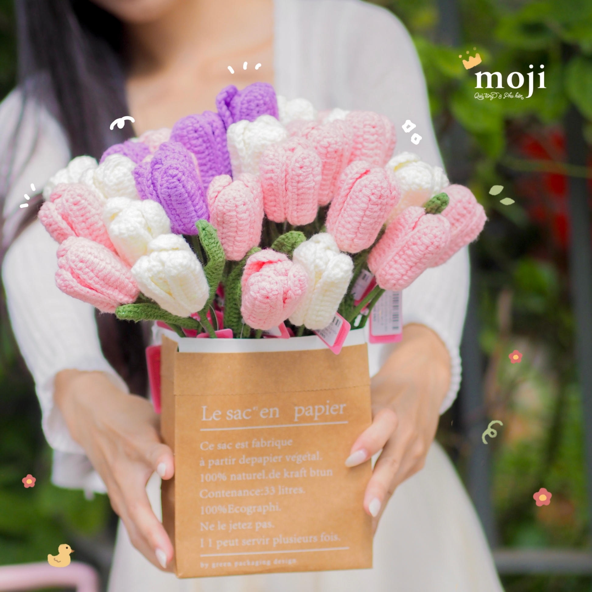 Hoa móc len lẻ Basic tulip 32cm