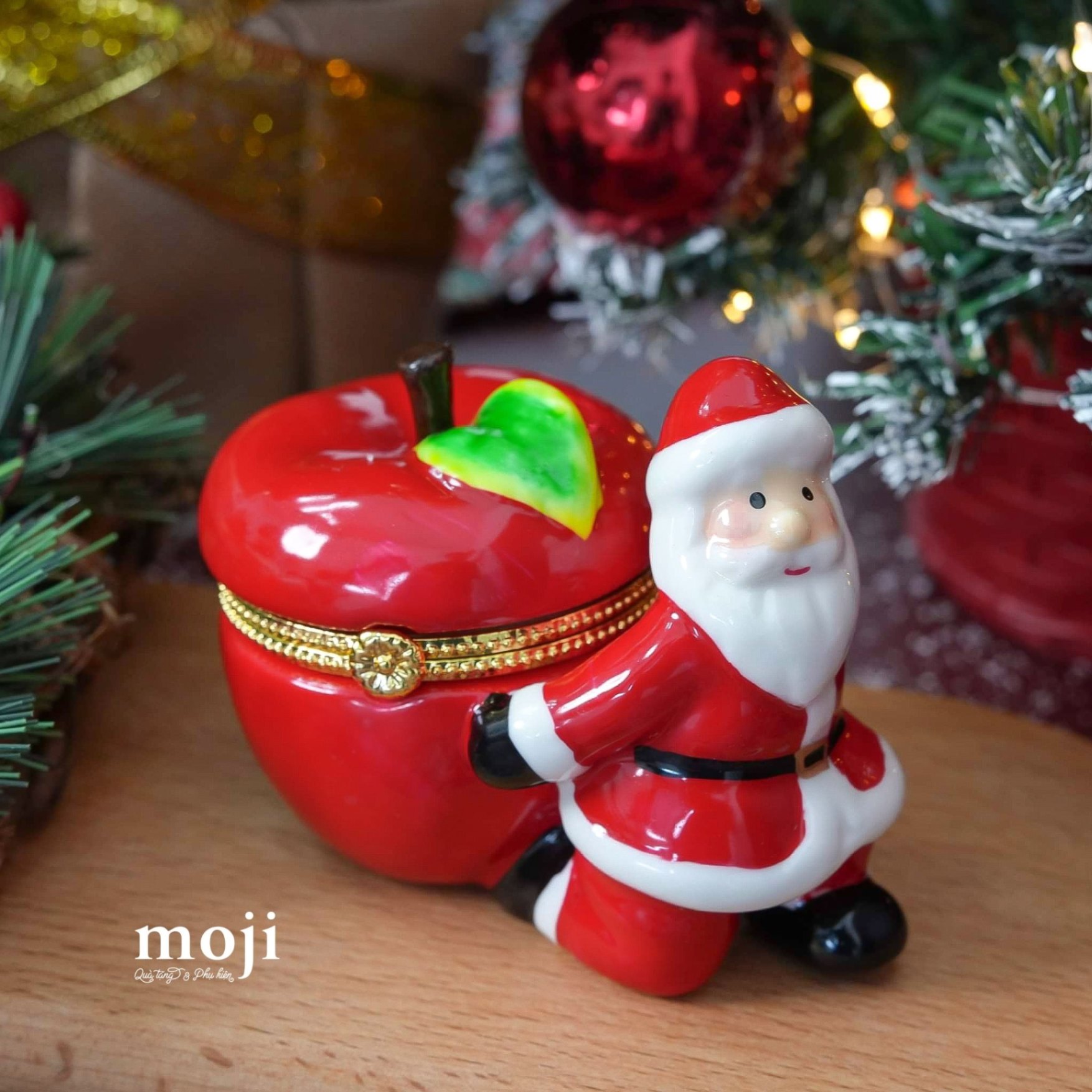 Nến thơm hũ Xmas Santa Claus fruit apple with jasmine mint cao cấp 7x8