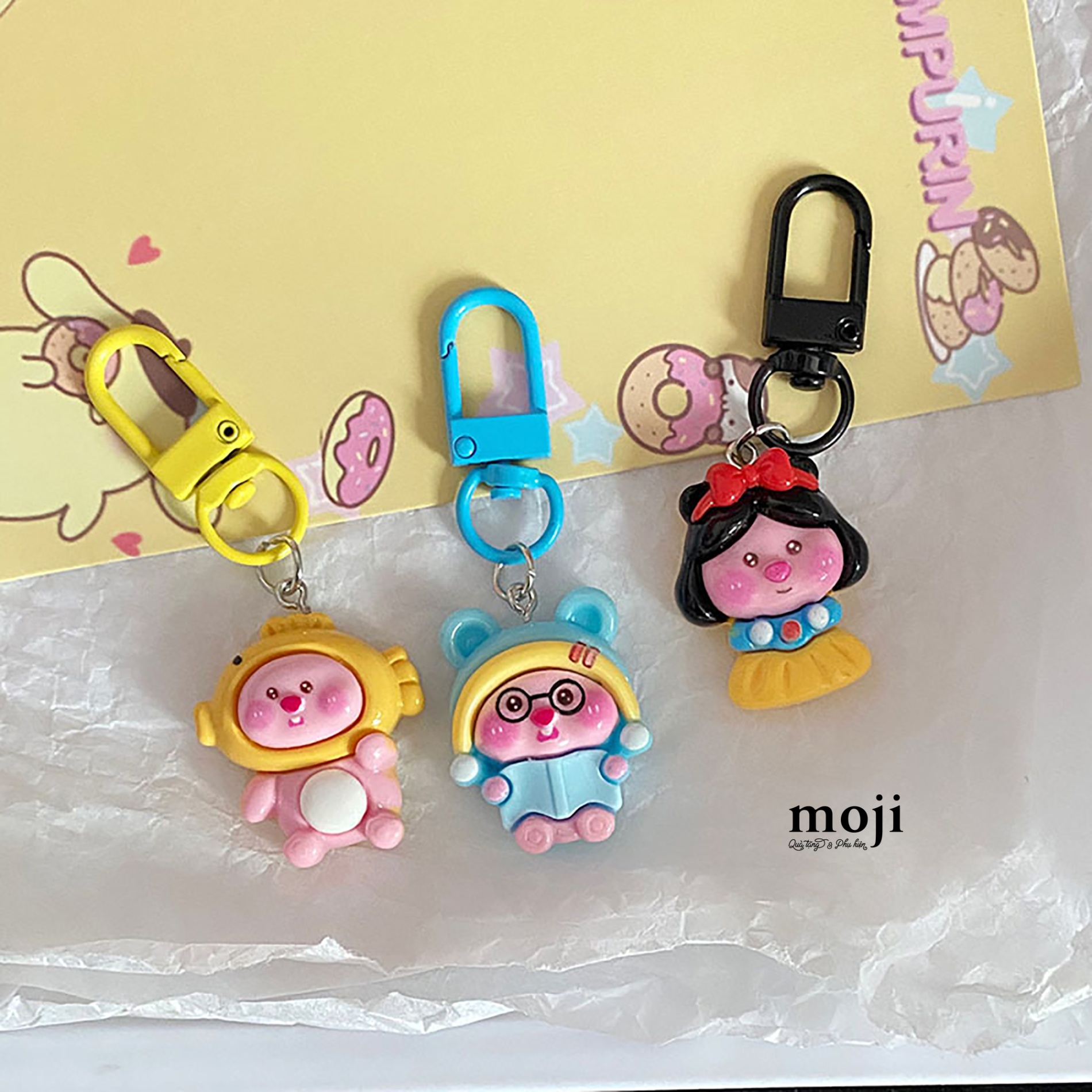 Móc khóa mini Hải ly Loopy cosplay princess Taiyaki bánh cá