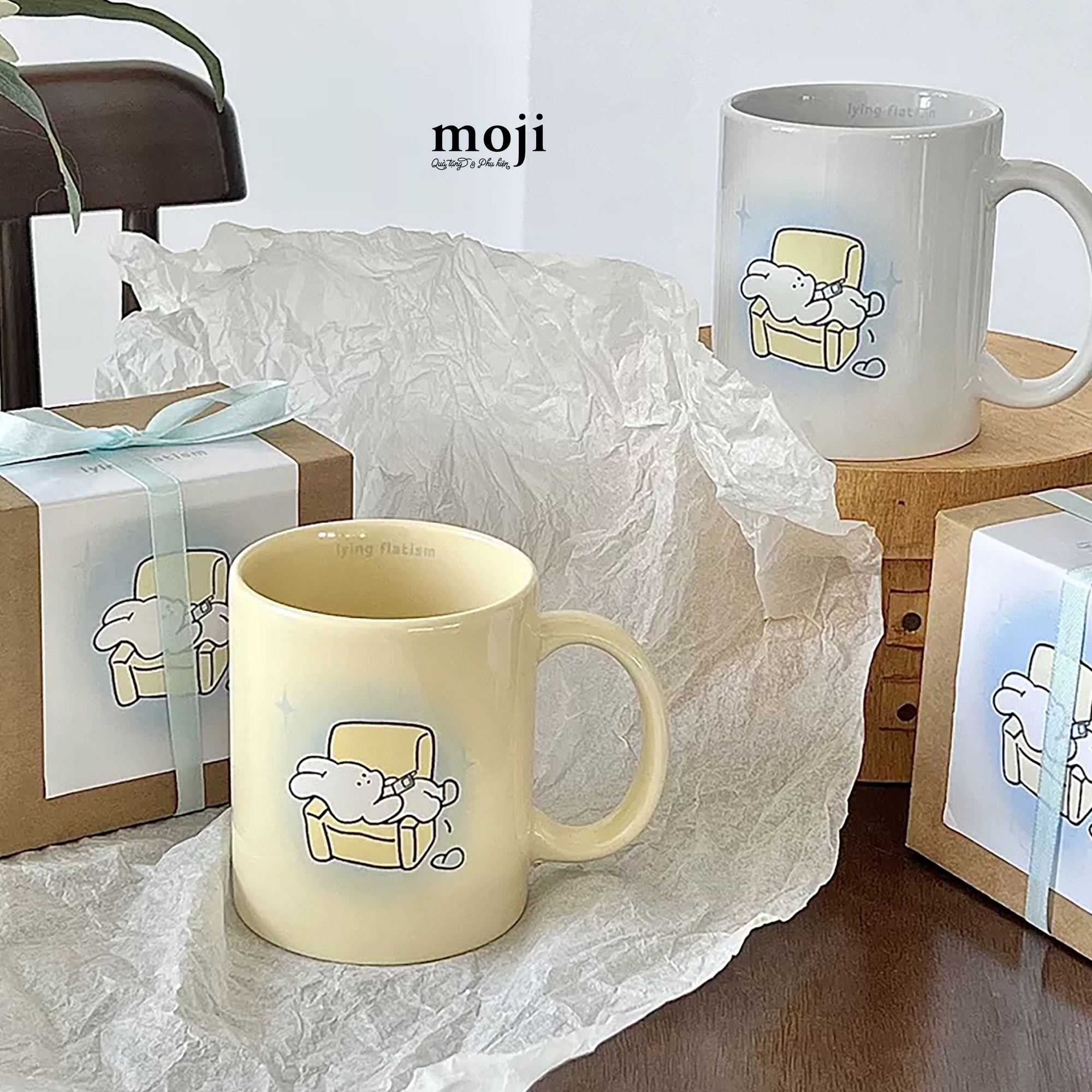 Ly cốc sứ Rabbit lying flatism 350ml