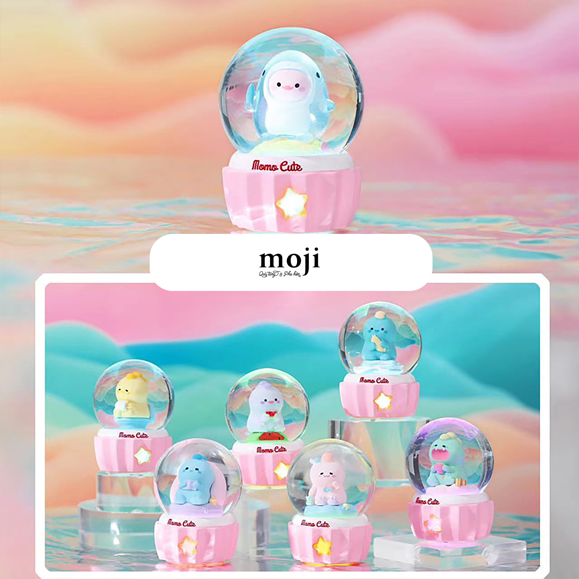 Quả cầu tuyết Khủng long dinosaur star momo cute có đèn 7x9