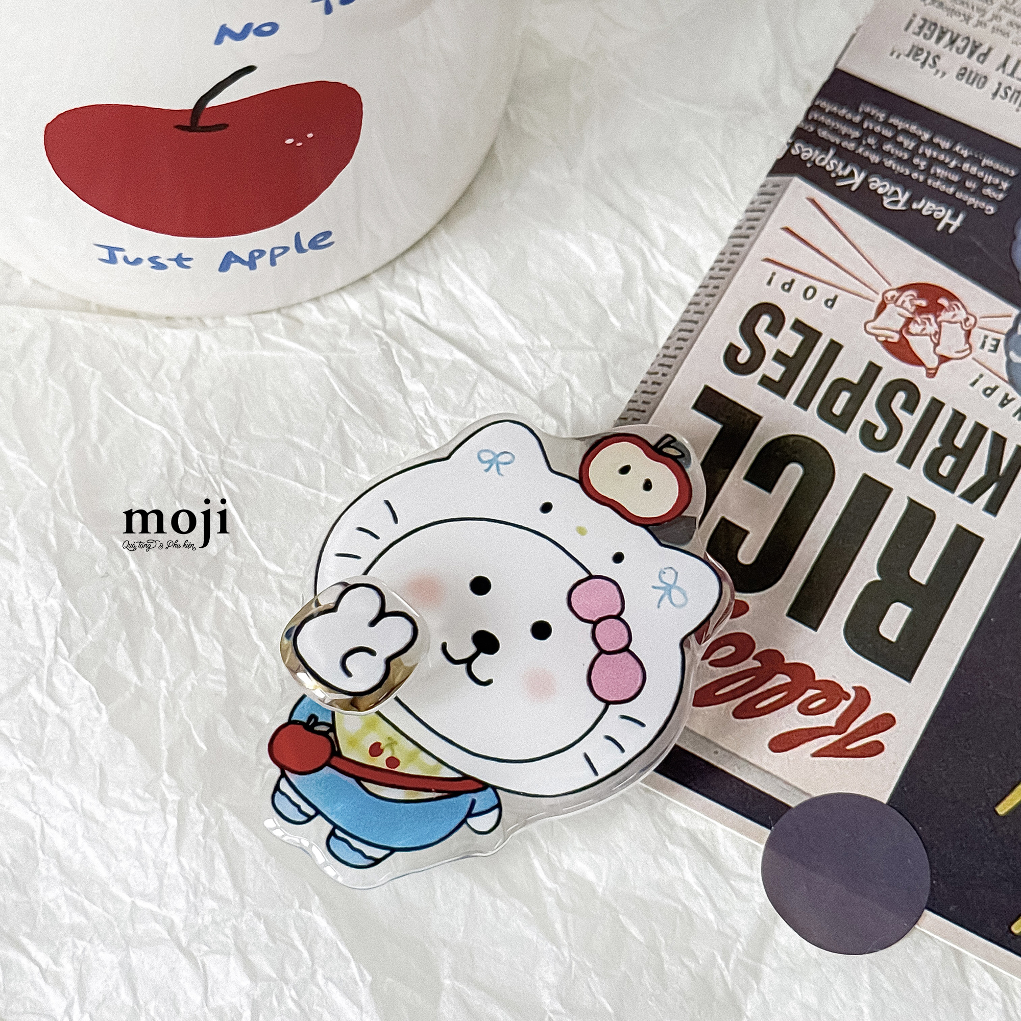 Mojipop cắt hình Cute dog cosplay Hello Kitty say hi xoay