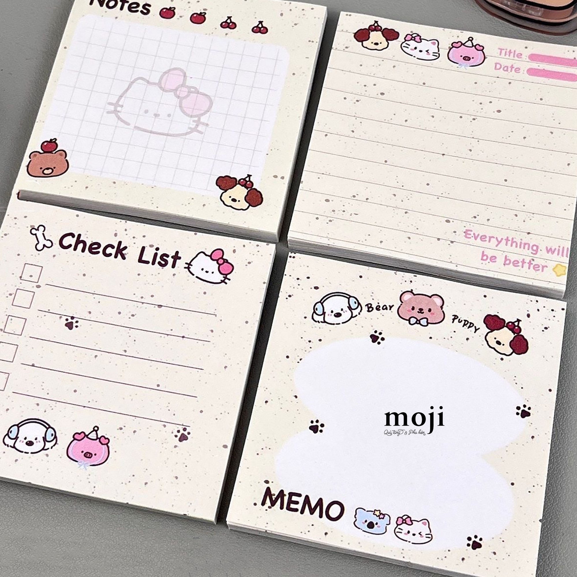 Giấy note MJ Cute animal face check list notes 7x7