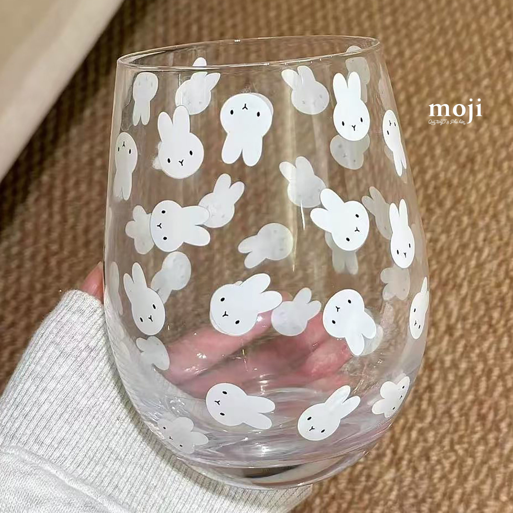 Ly cốc thủy tinh Nhiều Miffy rabbit face 500ml