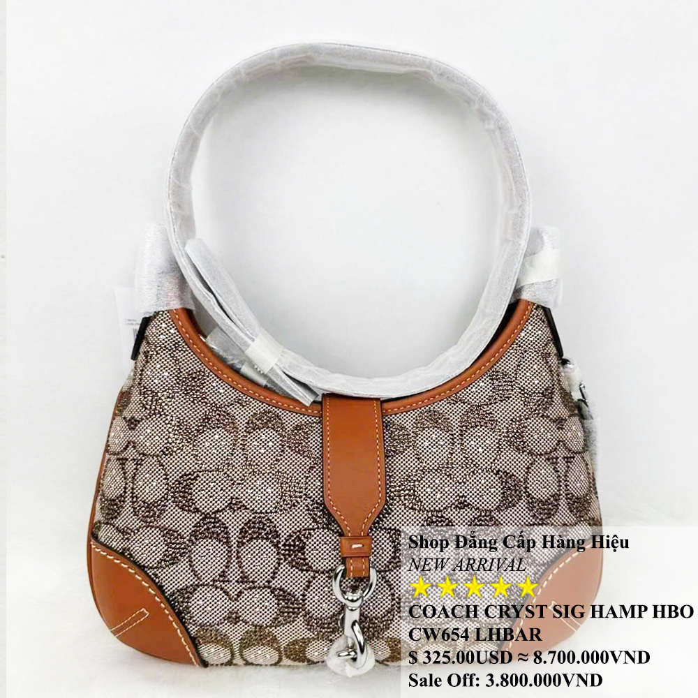 Coach CW654 Hamptons Hobo Bag In Crystal Signature Jacquard Brown