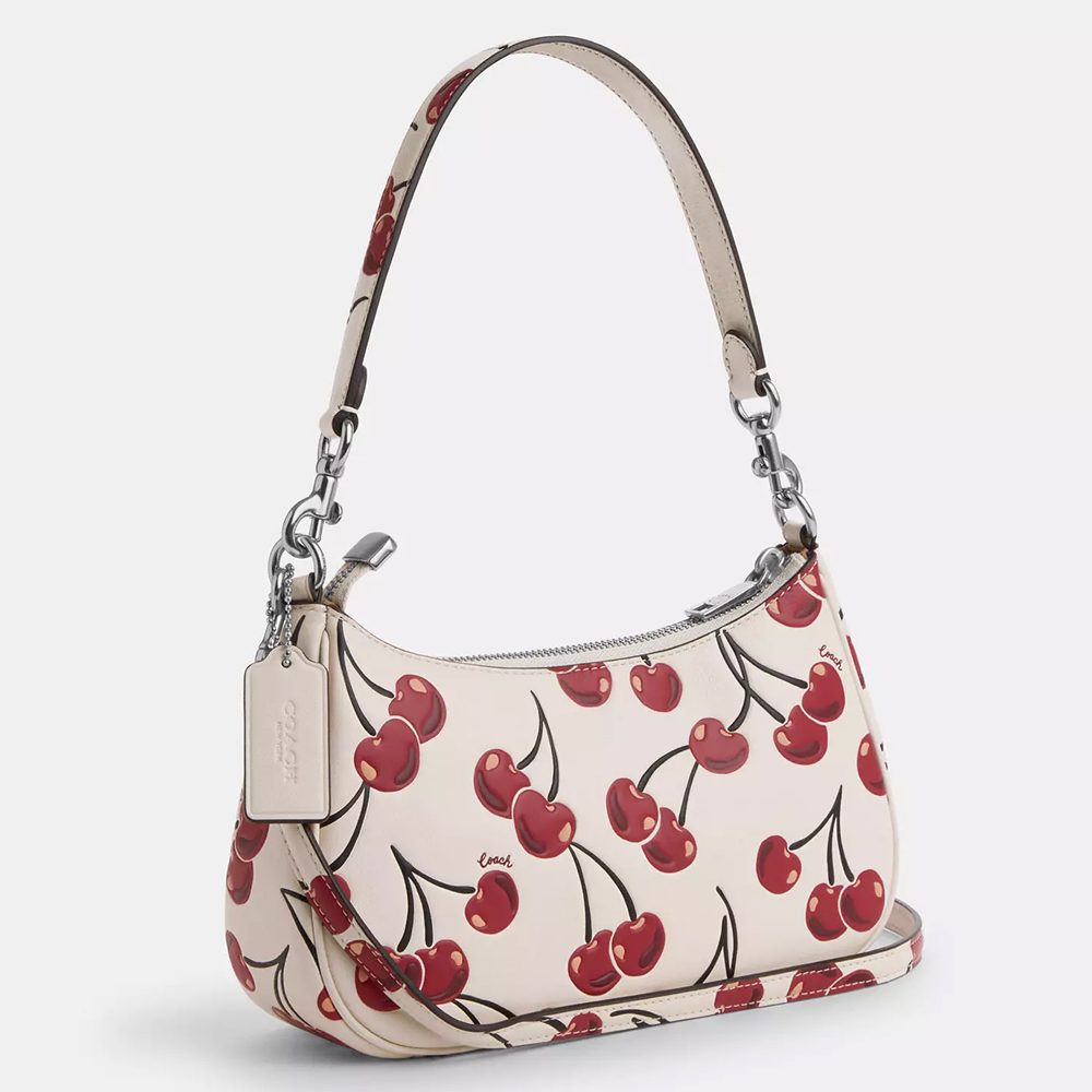 Coach CZ774 Teri Leather Shoulder Bag With Cherry Print In Chalk