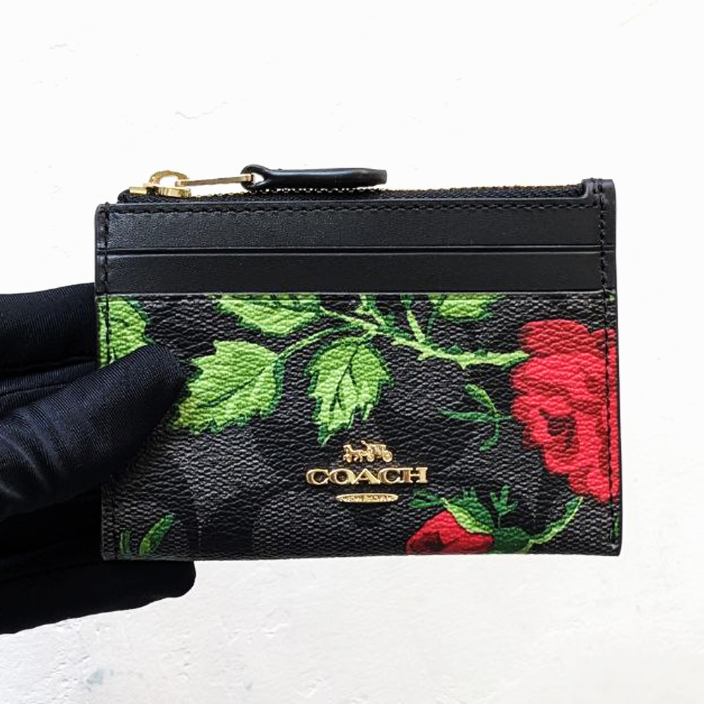 Ví Coach Mini Key Chain Coin Case Graphite Red Graphite Card Holder ...