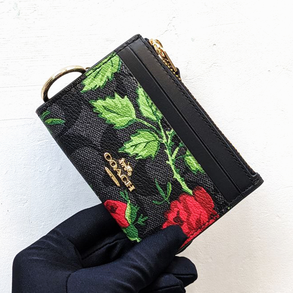 Ví Coach Mini Key Chain Coin Case Graphite Red Graphite Card Holder ...