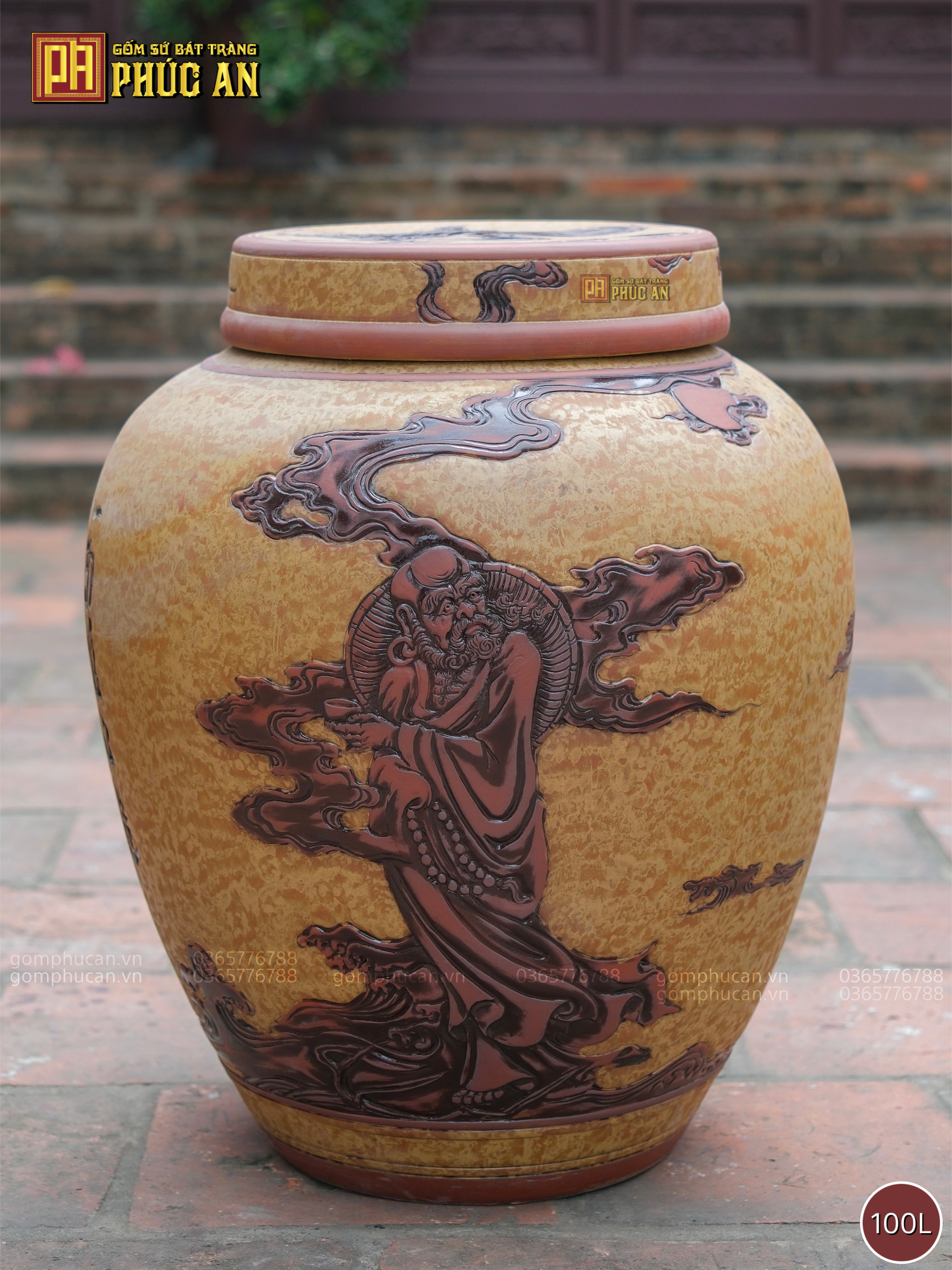 Chum 2 nắp"Đạt Ma" men kim sa 100L