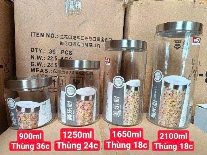 [36] Hũ Thủy Tinh Tròn Nắp Nhôm 900ml HMFG60