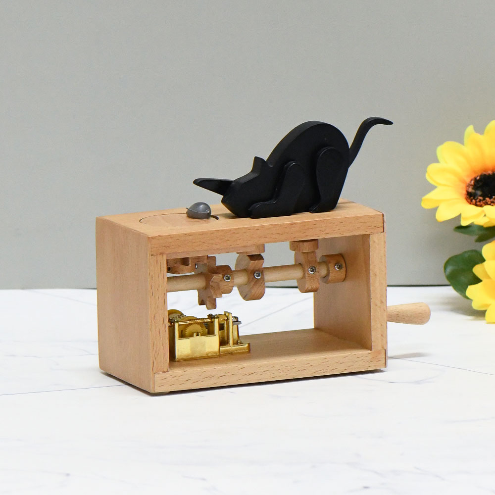 Hộp Nhạc Gỗ Chuyển Động Automata Nhỏ Hình Con Vật bằng Gỗ