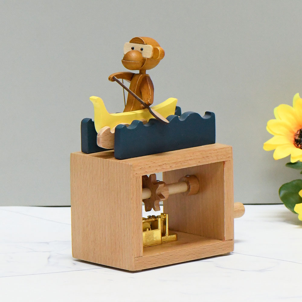 Hộp Nhạc Gỗ Chuyển Động Automata Nhỏ Hình Con Vật bằng Gỗ