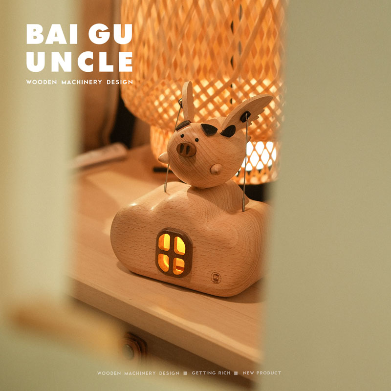 Mô Hình Gỗ Chuyển Động Automata - Heo Bay