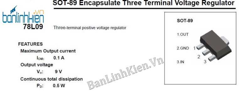 78L09 SOT89 9V 100mA