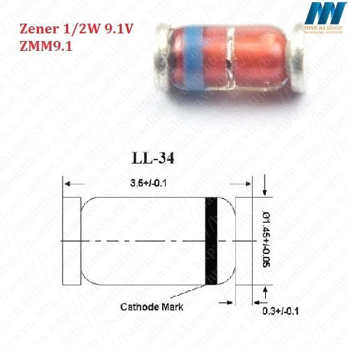 Diode Zener 1/2W 9.1V SMD1206 ZMM9.1 (10c)
