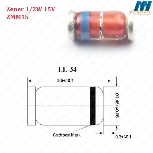 Diode Zener 1/2W 15V SMD1206 ZMM15 (10c)