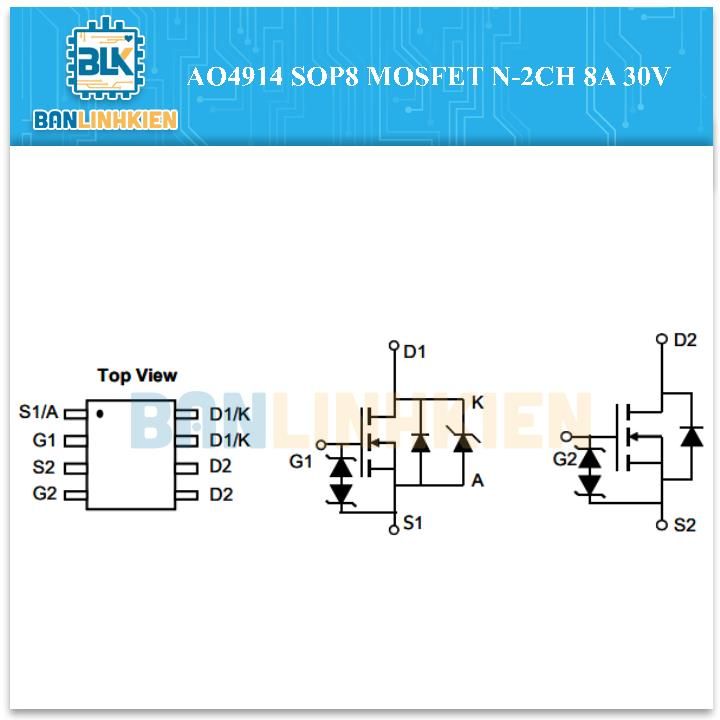AO4914 SOP8 MOSFET N-2CH 8A 30V