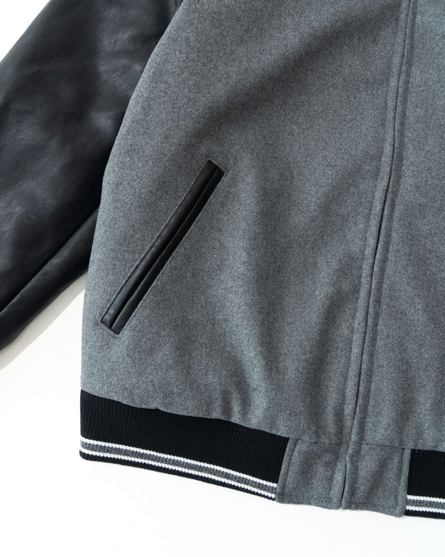 CHAM.PI.ON MIXED-MEDIA ZIP VARSITY JACKET