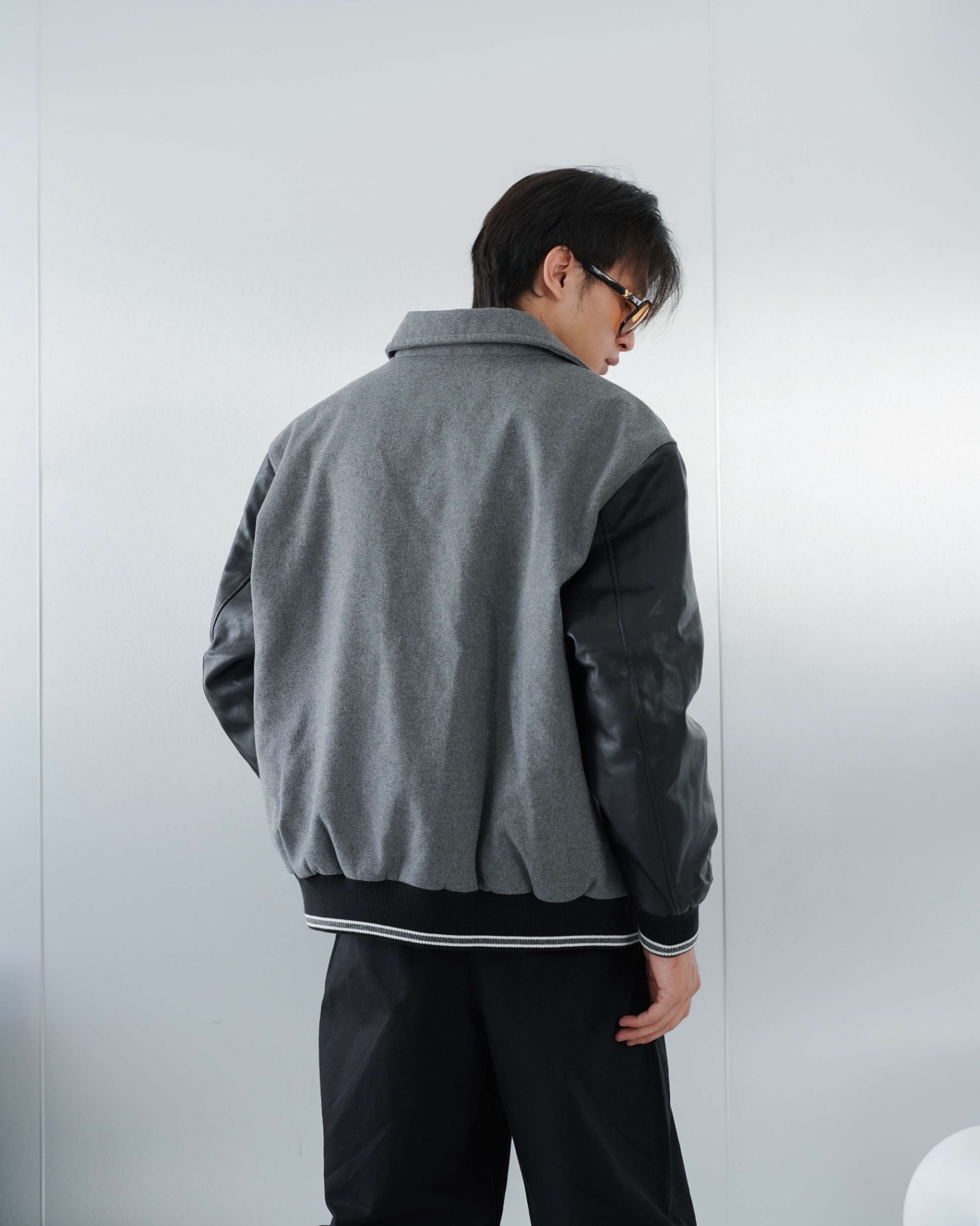CHAM.PI.ON MIXED-MEDIA ZIP VARSITY JACKET