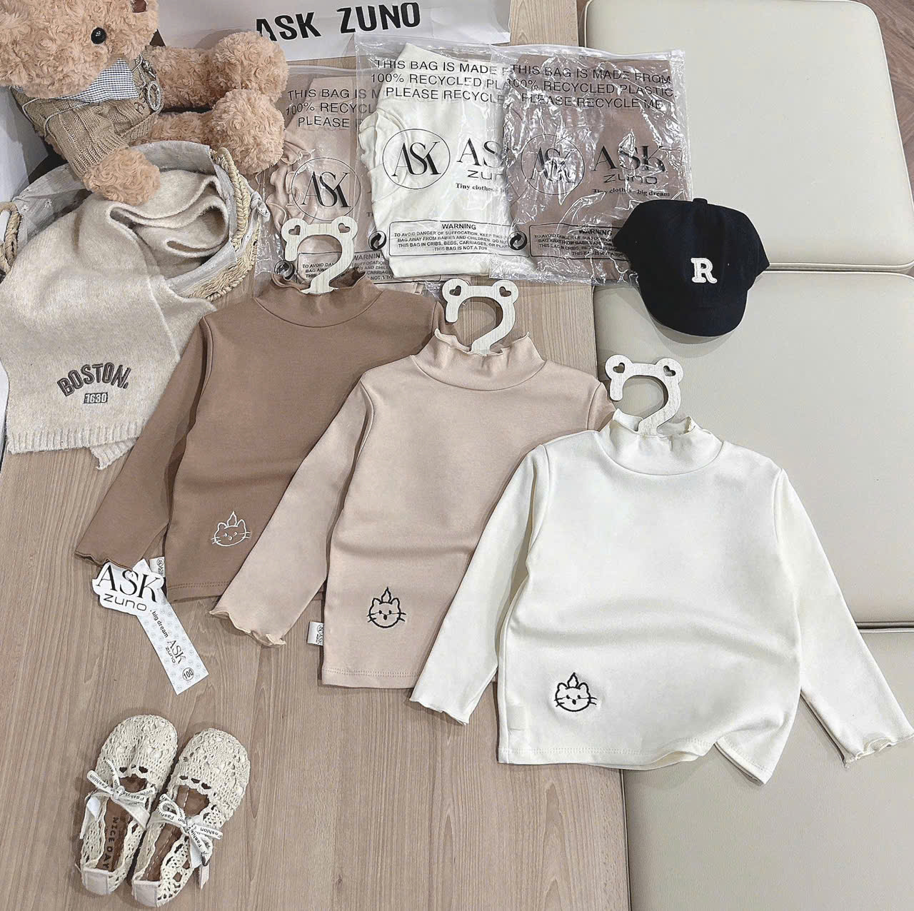 CB37-SET 3 ÁO GIỮ NHIỆT ZIP LÔNG THÊU MÈO